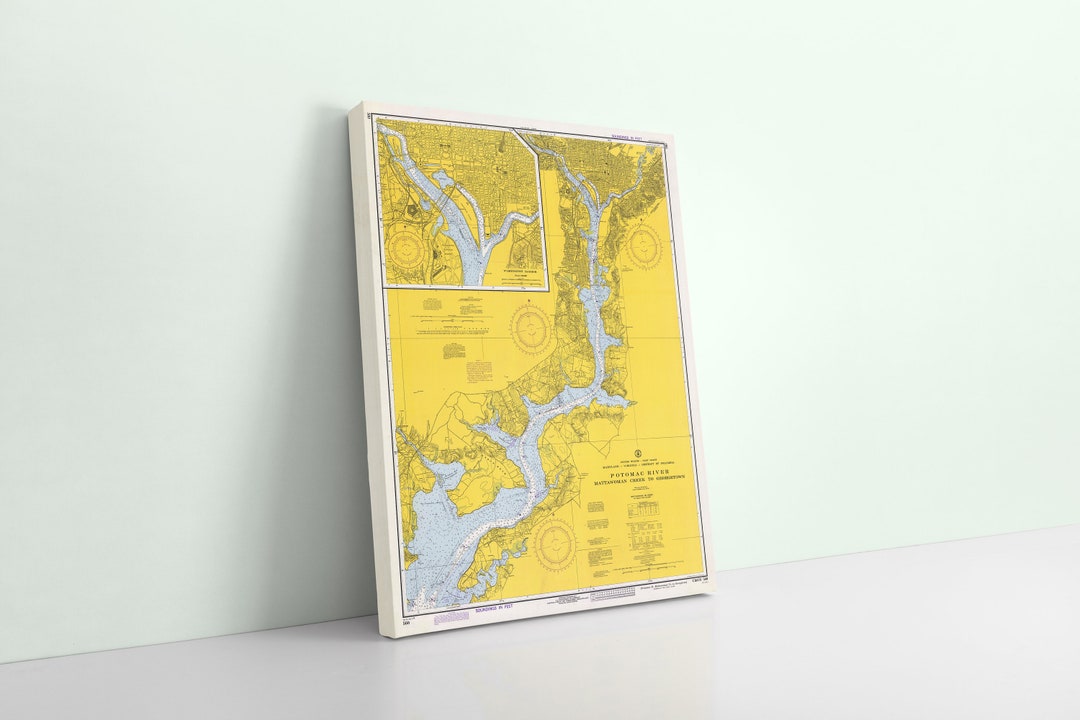 Potomac River Nautical Chart map, Washington DC, Georgetown map ...