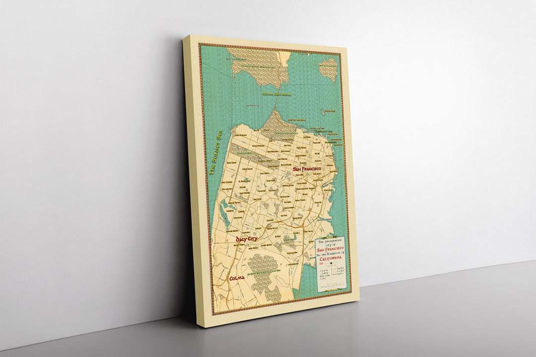 Fantasy Map of San Francisco, California, Fantasy Novel Inspired Map ...