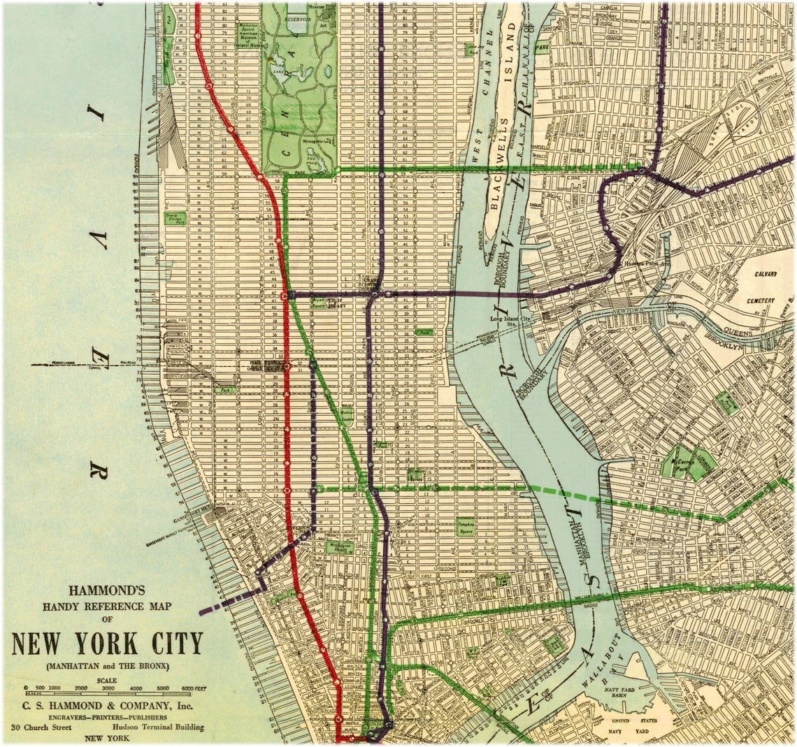 Old Map of New York City Subway System 1921 Vintage Subway - Etsy