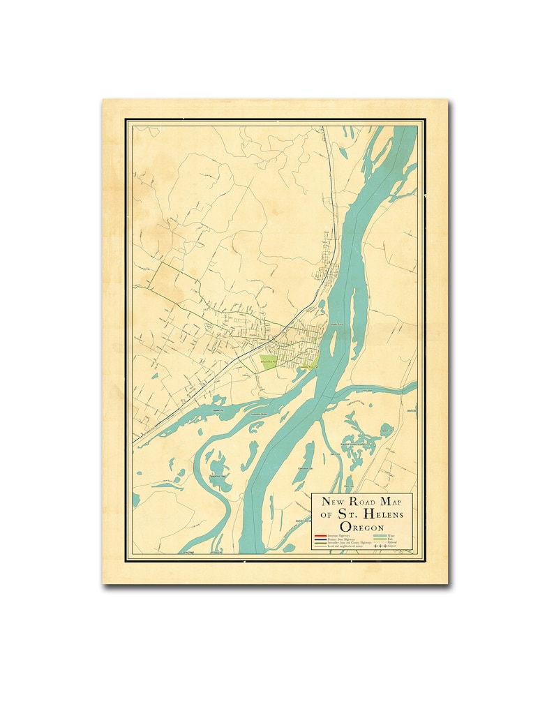 Map of St Helens, Oregon Vintage Design Map of St Helens Gift, St ...