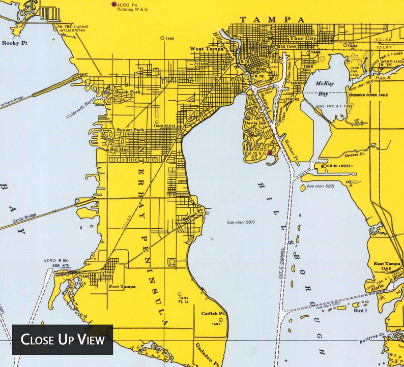 1970 Tampa Bay Nautical Chart Map, Saint Joseph Sound, St. Petersburg ...