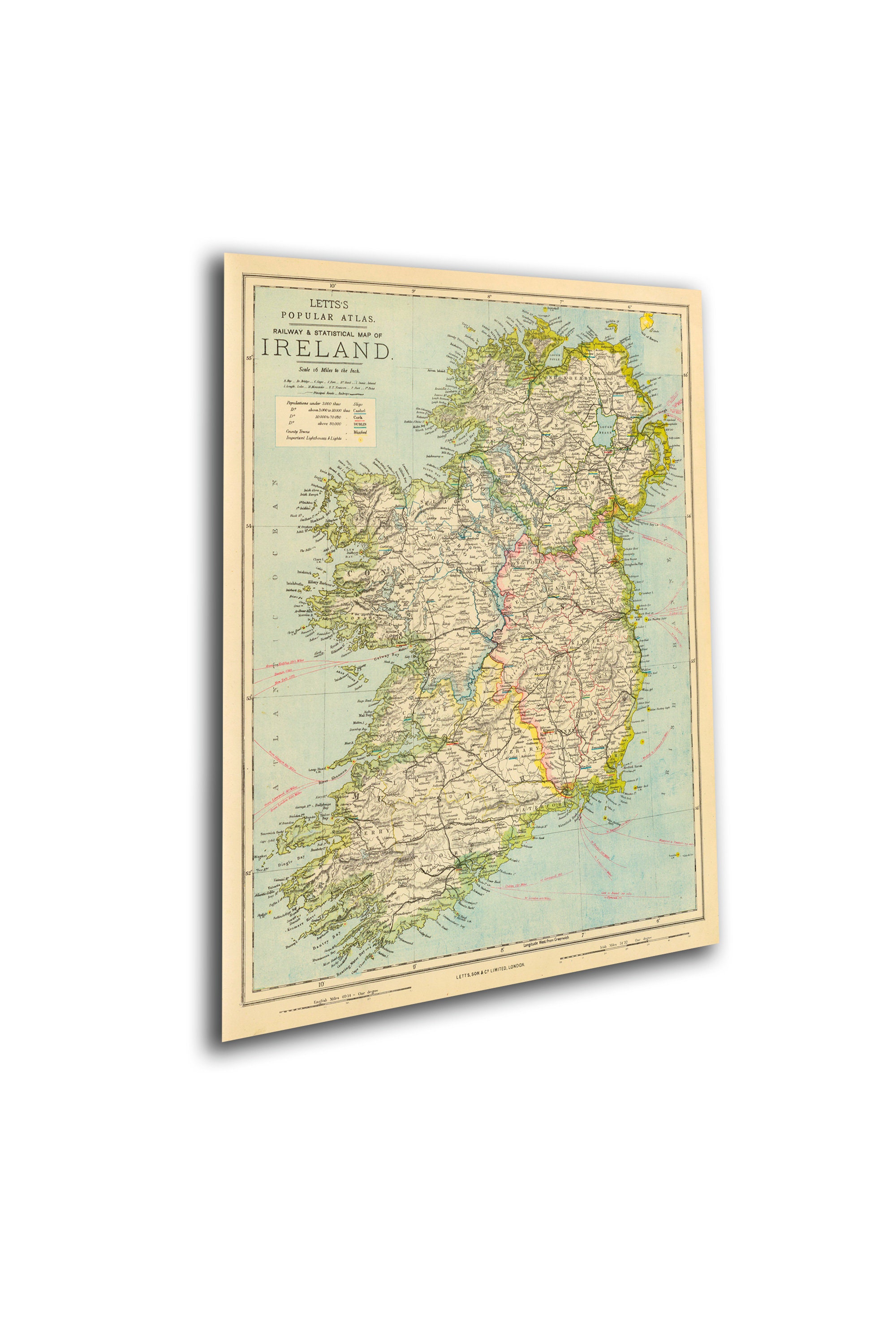 Old Map of Ireland First Published in 1883, Vintage Map of Ireland ...