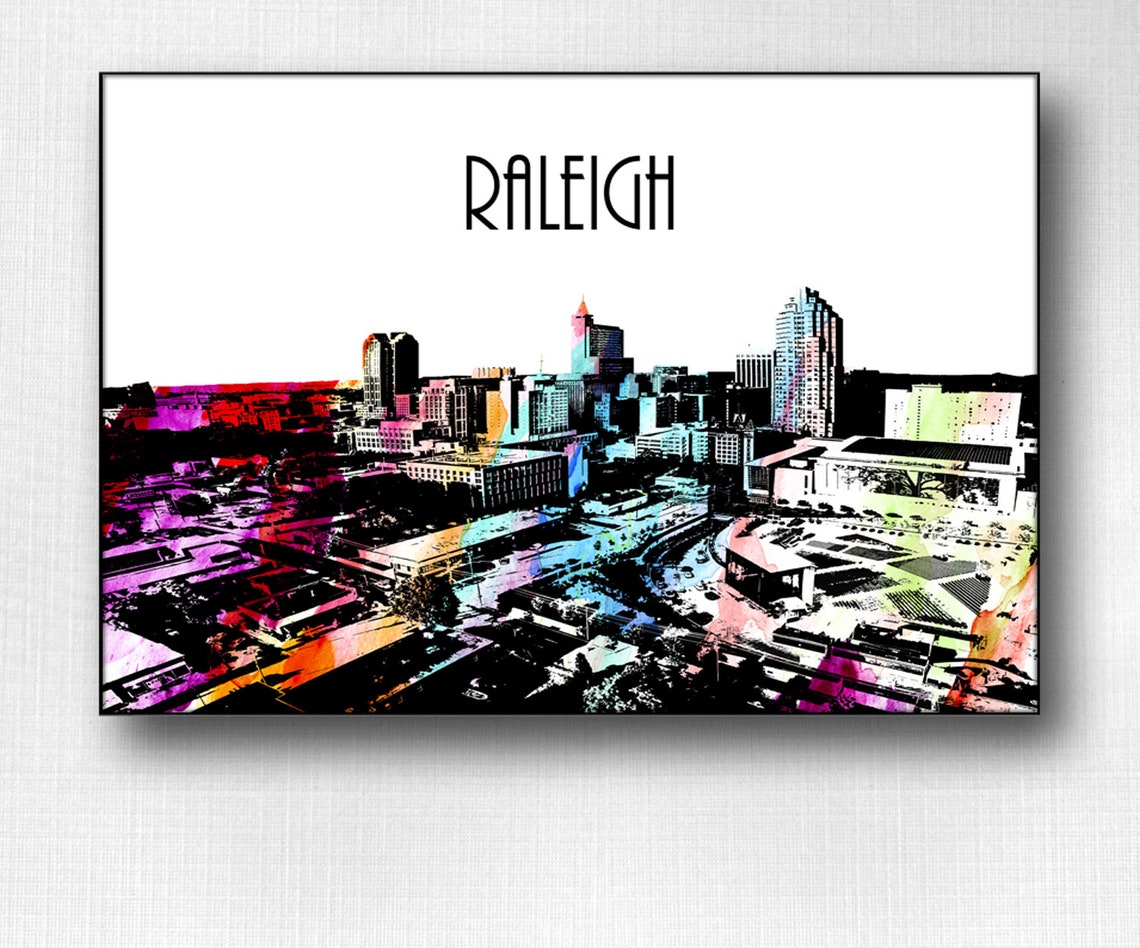 Raleigh Poster, Raleigh Watercolor Skyline Poster, Raleigh NC Gift ...