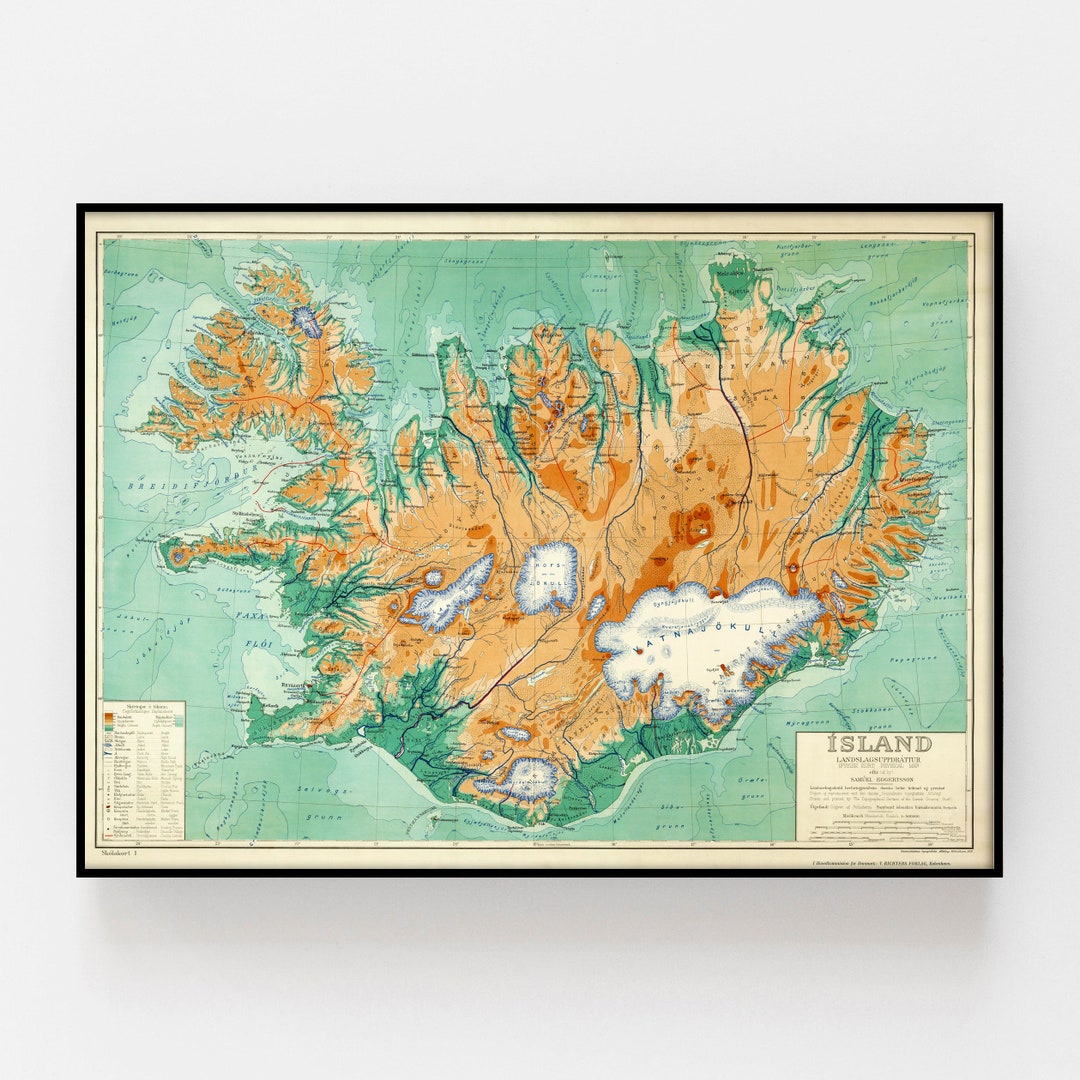 Old Map of Iceland, 1928 Antique Map of Iceland, Reykjavik Map, Retro ...