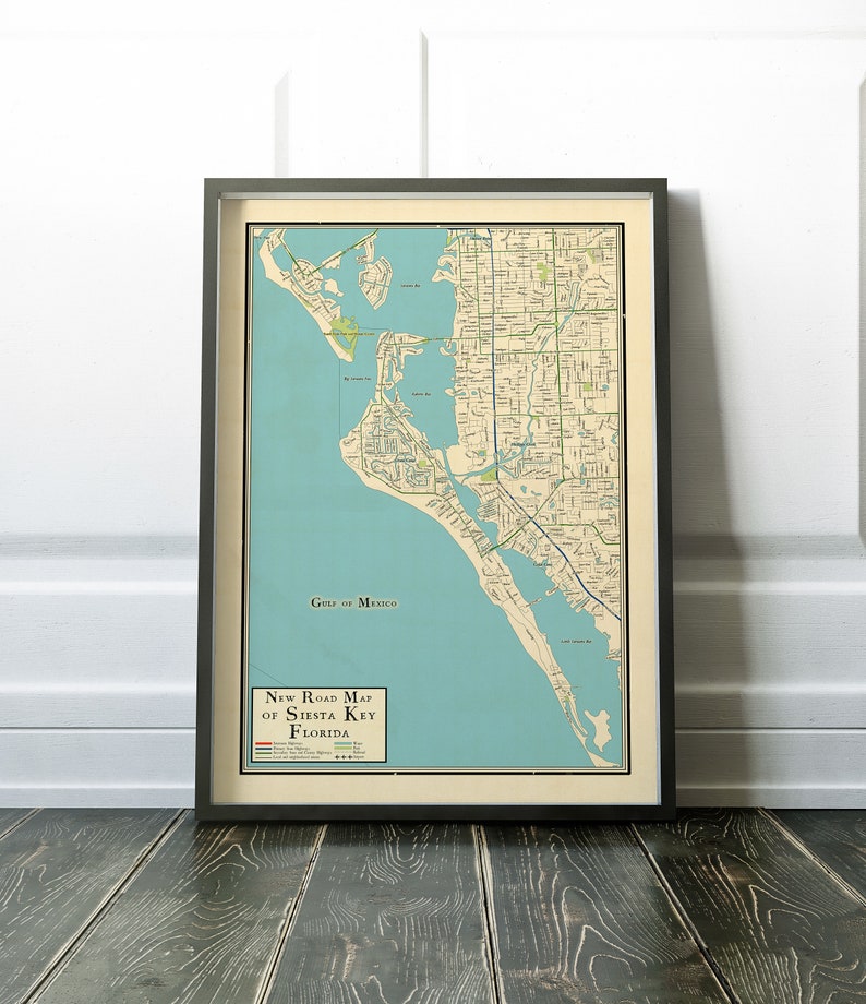 Map of Siesta Key Florida Vintage Design Map of Siesta Key - Etsy