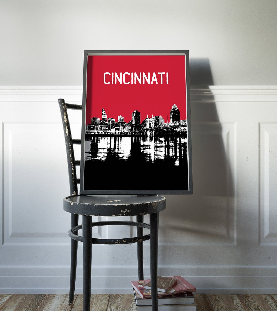 Cincinnati Skyline Poster Cincinnati Ohio Art Cincinnati Poster City ...