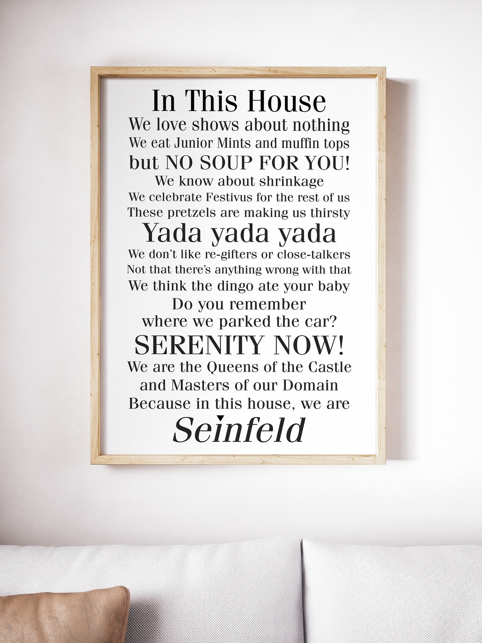 Seinfeld Poster Seinfeld Tv Show Print in This House Seinfeld | Etsy