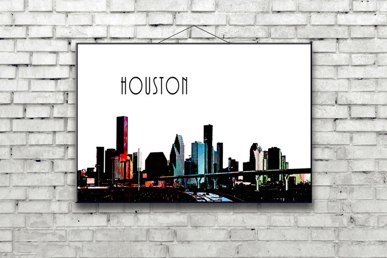 Houston Skyline Poster Houston Watercolor Print Houston Gift Houston ...