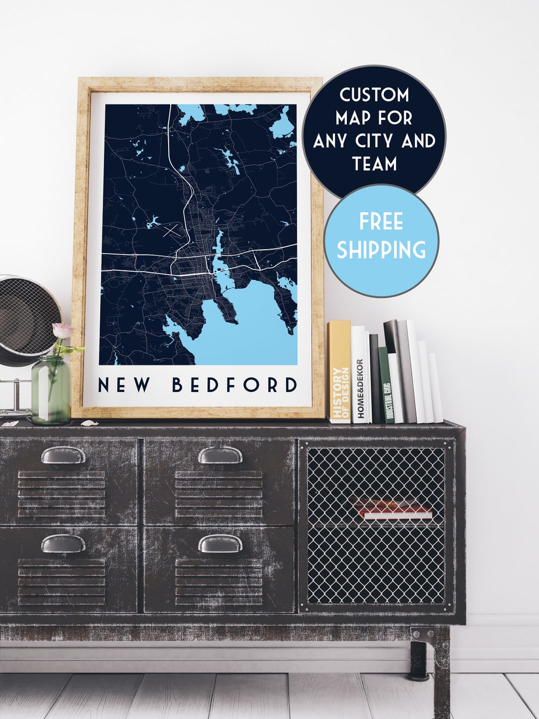 New Bedford, Massachusetts Map, Custom Map Print, Personalized Map ...