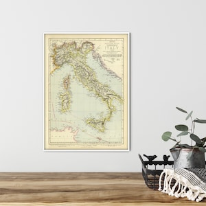 Old Map of Italy, 1883 Antique Map of Italy, Old World Map, Italia Gift ...