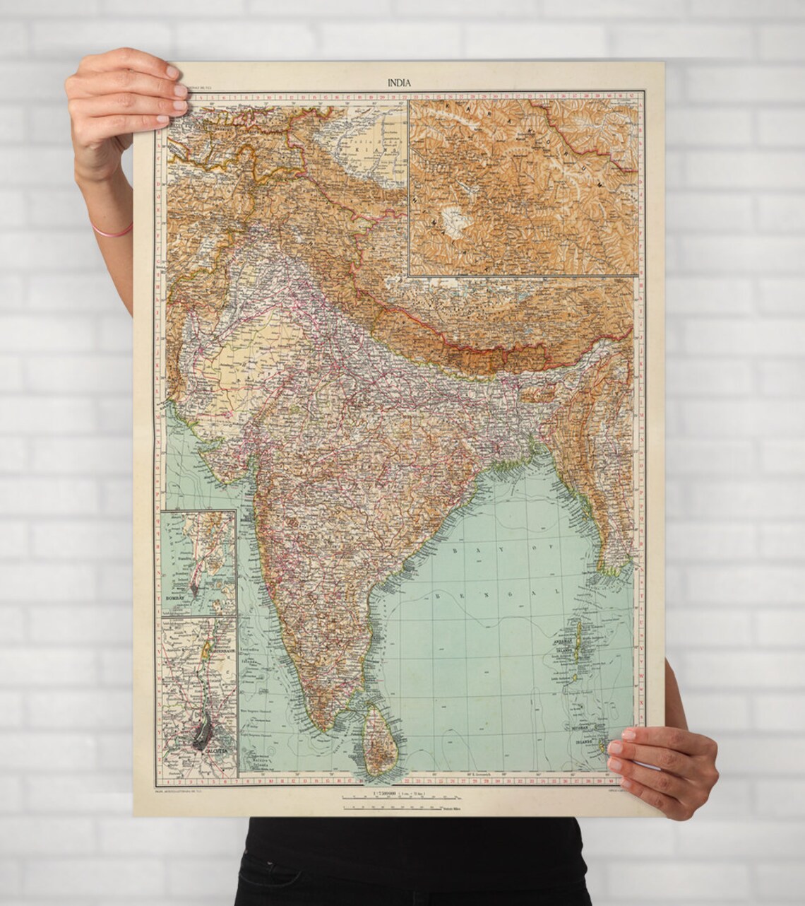 India Vintage Map, Old India Map, 1929 Antique Map of India, Old World ...