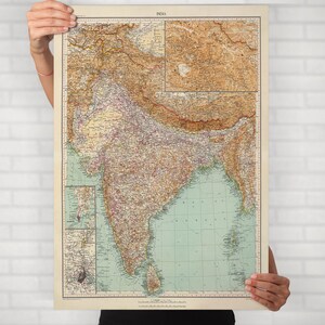 India Vintage Map, Old India Map, 1929 Antique Map of India, Old World ...
