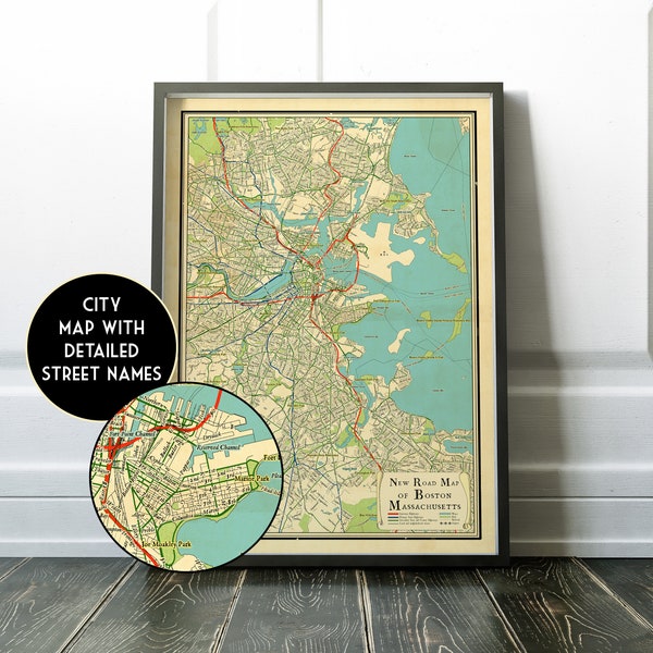 Boston Map Poster - Etsy