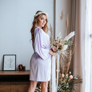 BOHO Robes Light Lavender Without Lace, Silk Satin Bridal Lavender Robe ...