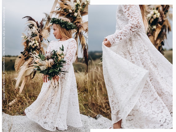 Lace Flower Girl Dress Long Lace Flower Girl Dress Lace - Etsy