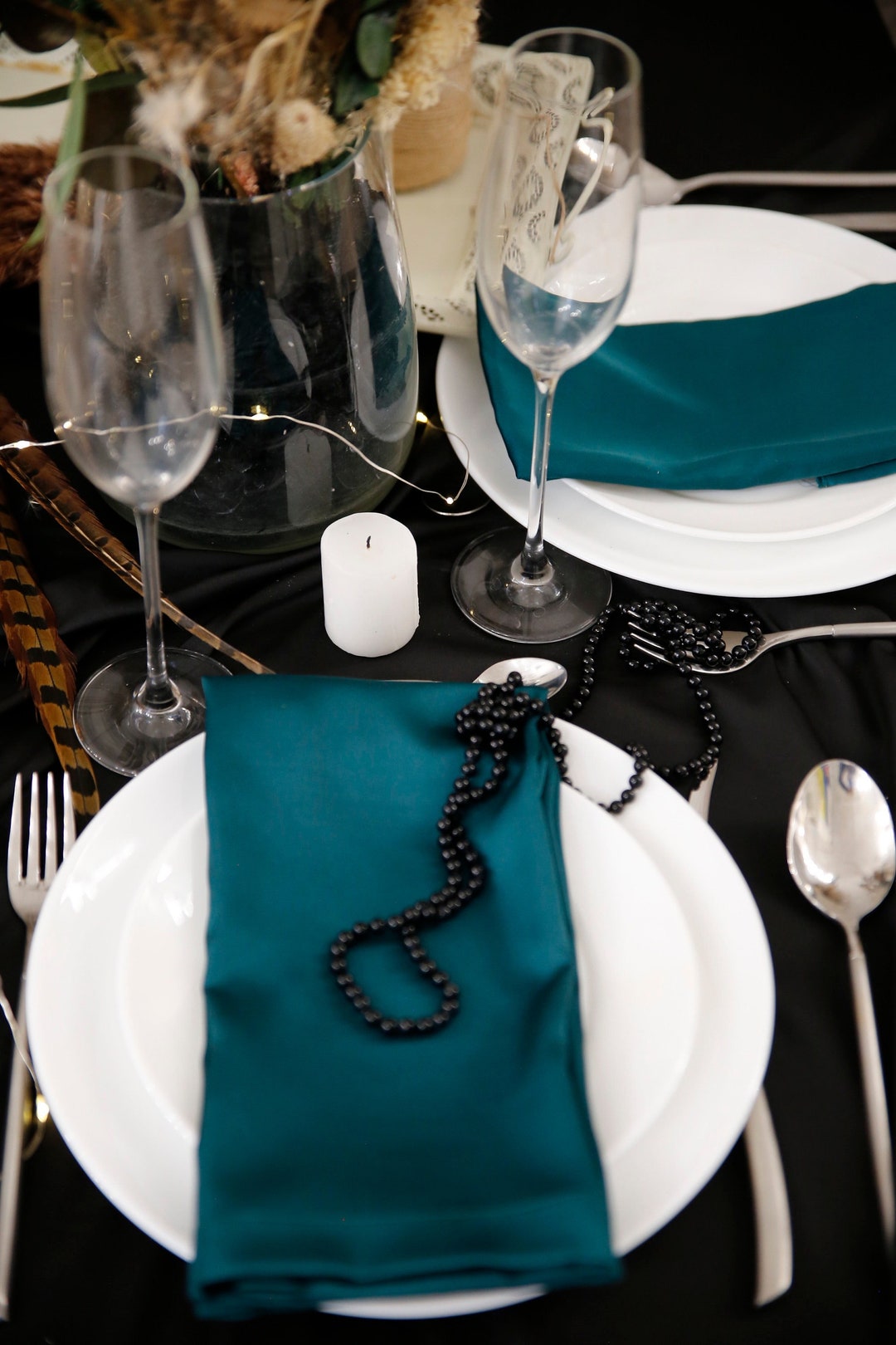 Satin Table Napkins & Table Cloth in Soft Matte Silky Satin, Bottle ...