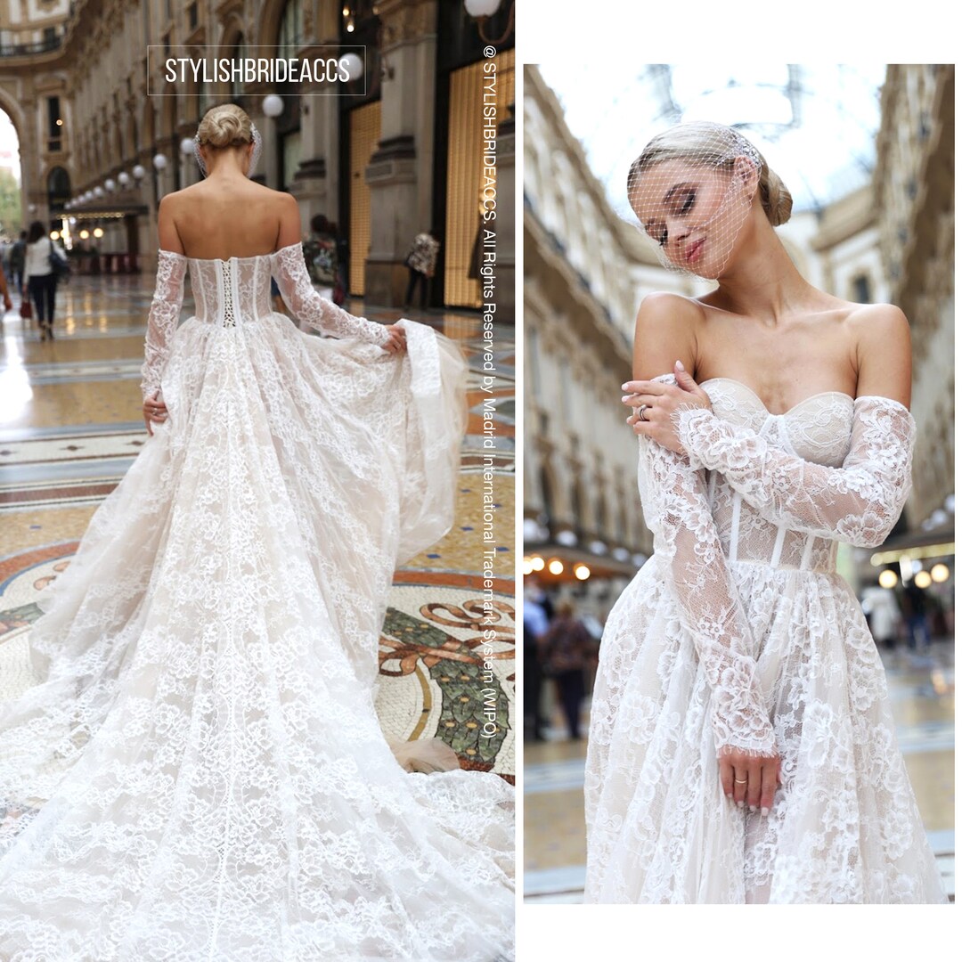 Custom Made Ivory whisper of Love Wedding Chantilly Lace Dress, off ...
