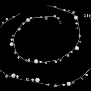 Thin Simple Wedding Pearl Crystal Hair Vine , Engagement Hair ...