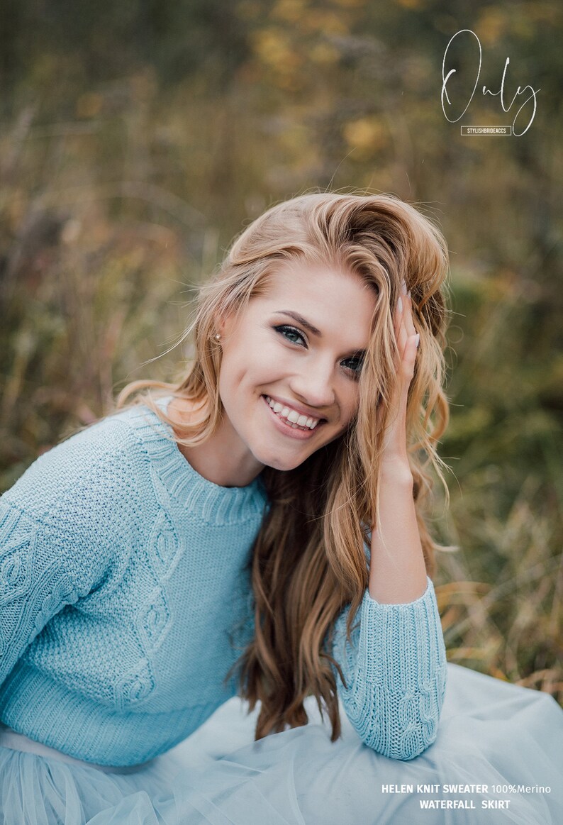 Helen Knit Gown Cable Knitted Sweater 100% Merino With Tulle | Etsy