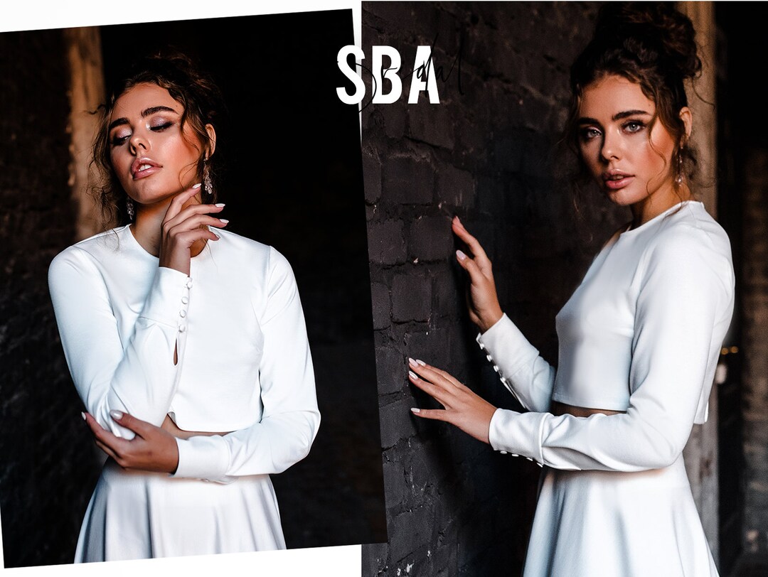 Jersey /michaela/ Wedding Top Buttoned Back and Button Cuffs - Etsy