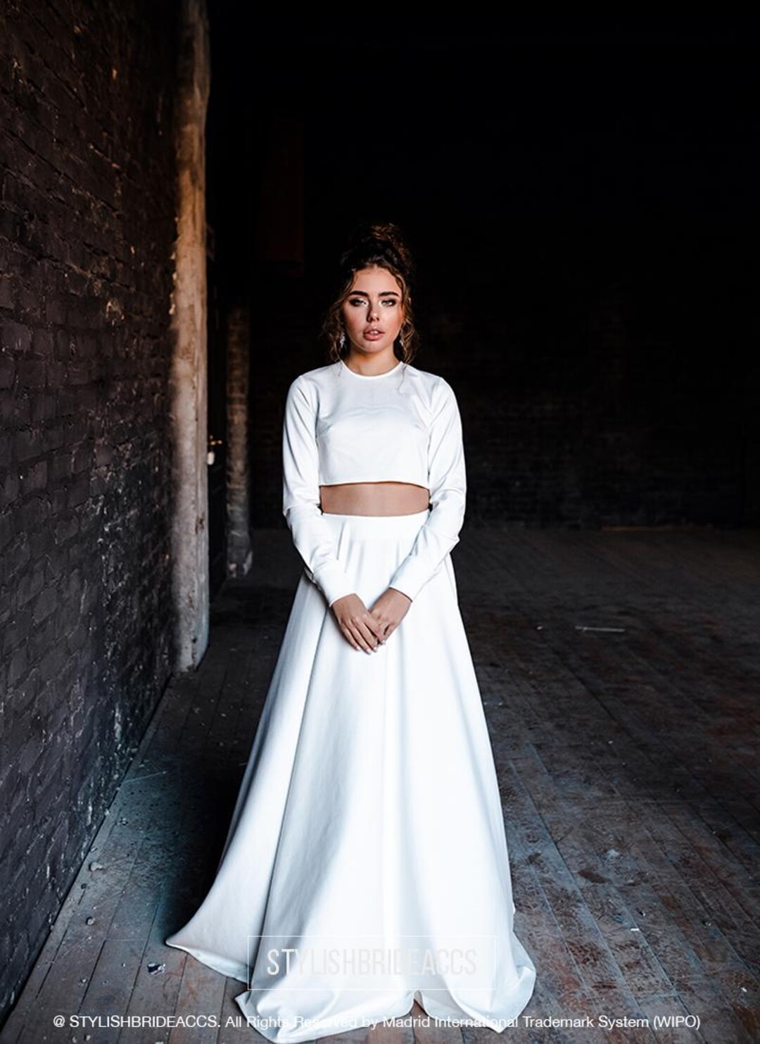 Cold-weather Bridal Dress Separates: Long Sleeve Jersey Wedding Top & A ...