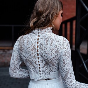 Daniella High Neck Lace Top, High Neck Bridal Blouse Plus Size, High ...