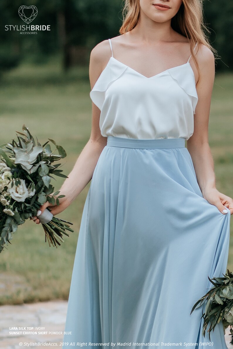 Powder Blue Chiffon sunset Full Sun Flying A-line - Etsy