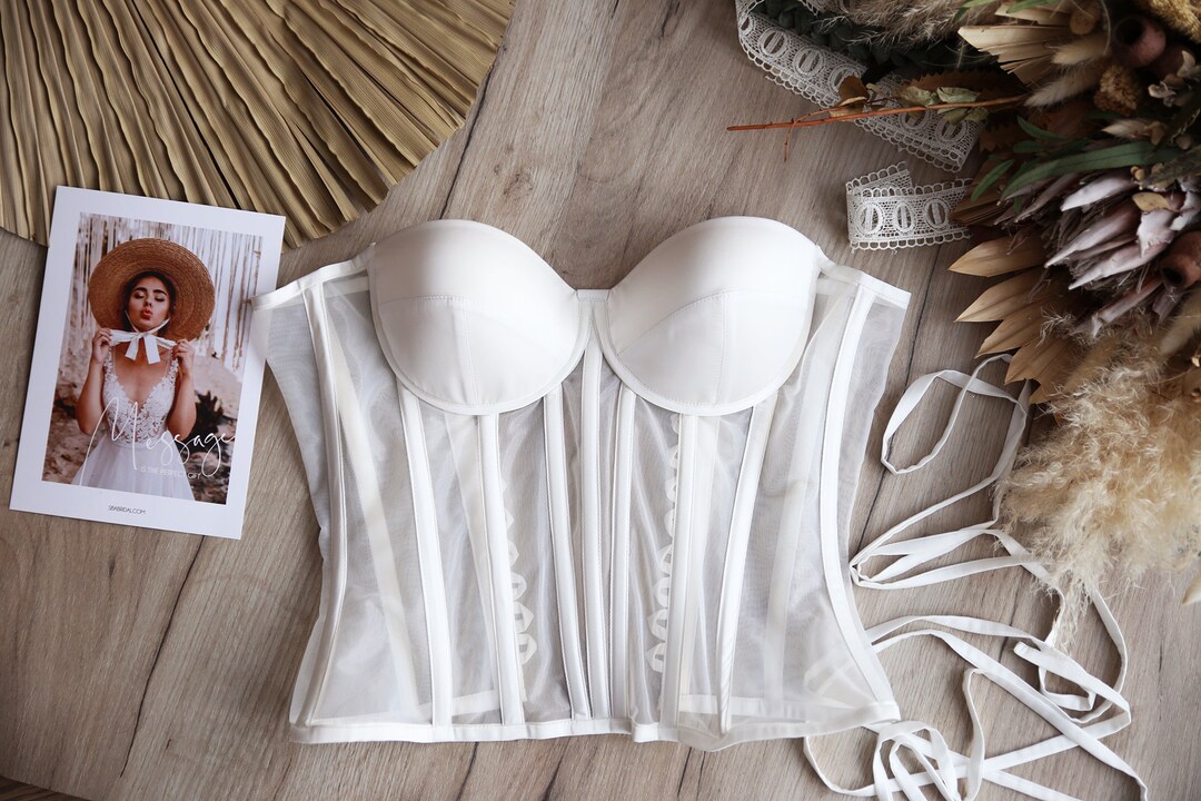TRENDY Ivory Corset With Cups, Bridal Corset, Wedding Corset Top ...