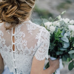 Belle Buttoned Back Wedding Lace Crop Top, White or Ivory Lace Crop Top ...