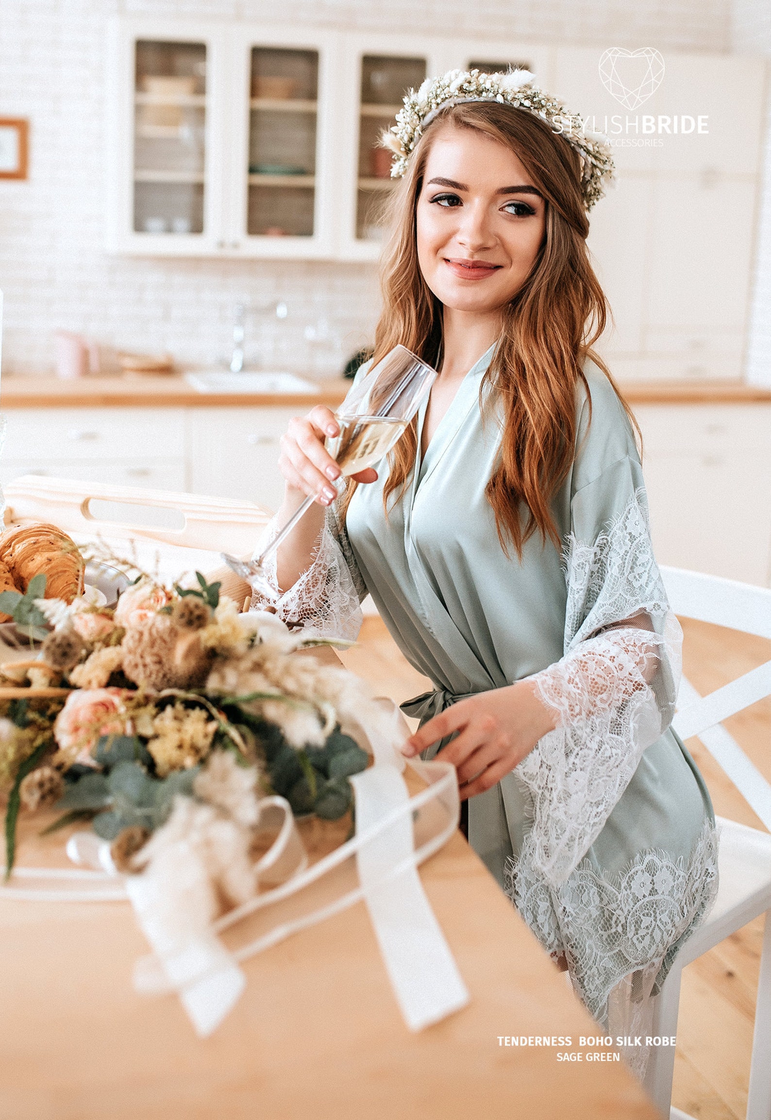 Sage Green LIMITED Boho Silk Robe Green Silk Robe Sage Silk - Etsy