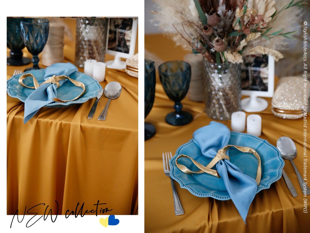 Bronze Set Satin Table Napkins & Table Cloth in Soft Matte Silky Satin ...