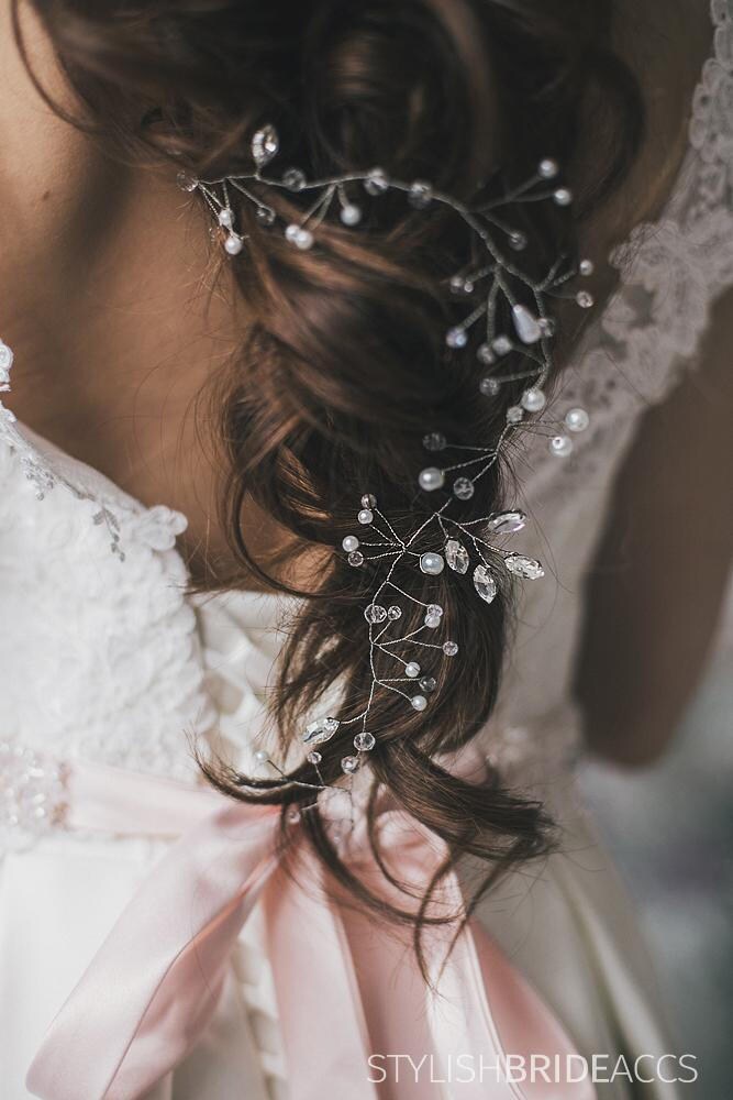 Bridal Long Shiny Crystal Hair Vine 1-1.5 meters Hair Crystal | Etsy