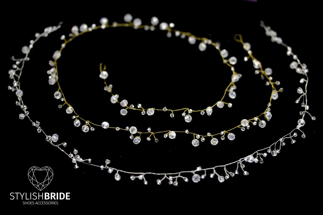 Wedding Boho Crystal Thin Hair Vine 0.5-1.5 Meters, Gloss Hair Vine ...
