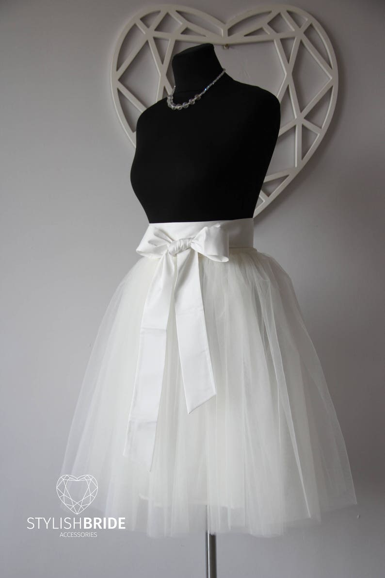 Ivory Wedding Tulle Skirt Silk Sash Bow Ivory Tulle Skirt Etsy