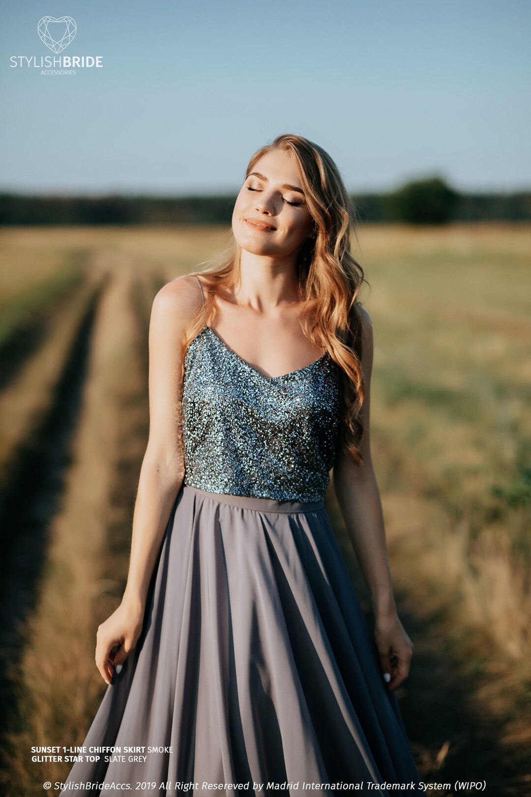 Slate Grey Limited Glitter Star Top, Silver Sparkle Engagement Glitter ...
