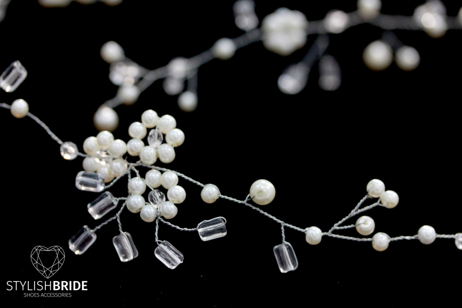 Bridal Hair Piece Bridal Pearl Floral Long Hair Vine Wedding | Etsy