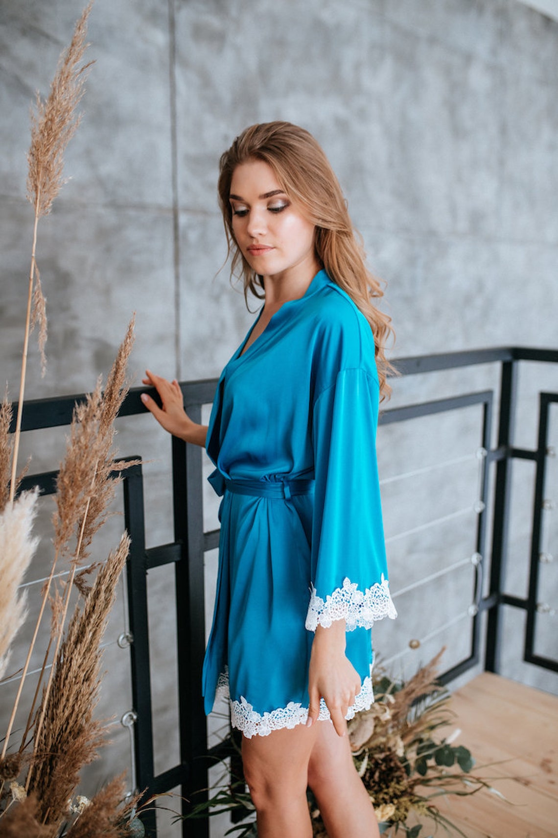 Ocean Blue Silk Robe Bright Blue Silk Robe Gift for Her - Etsy