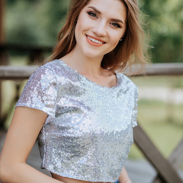 Silver Sequin Blouse - Etsy