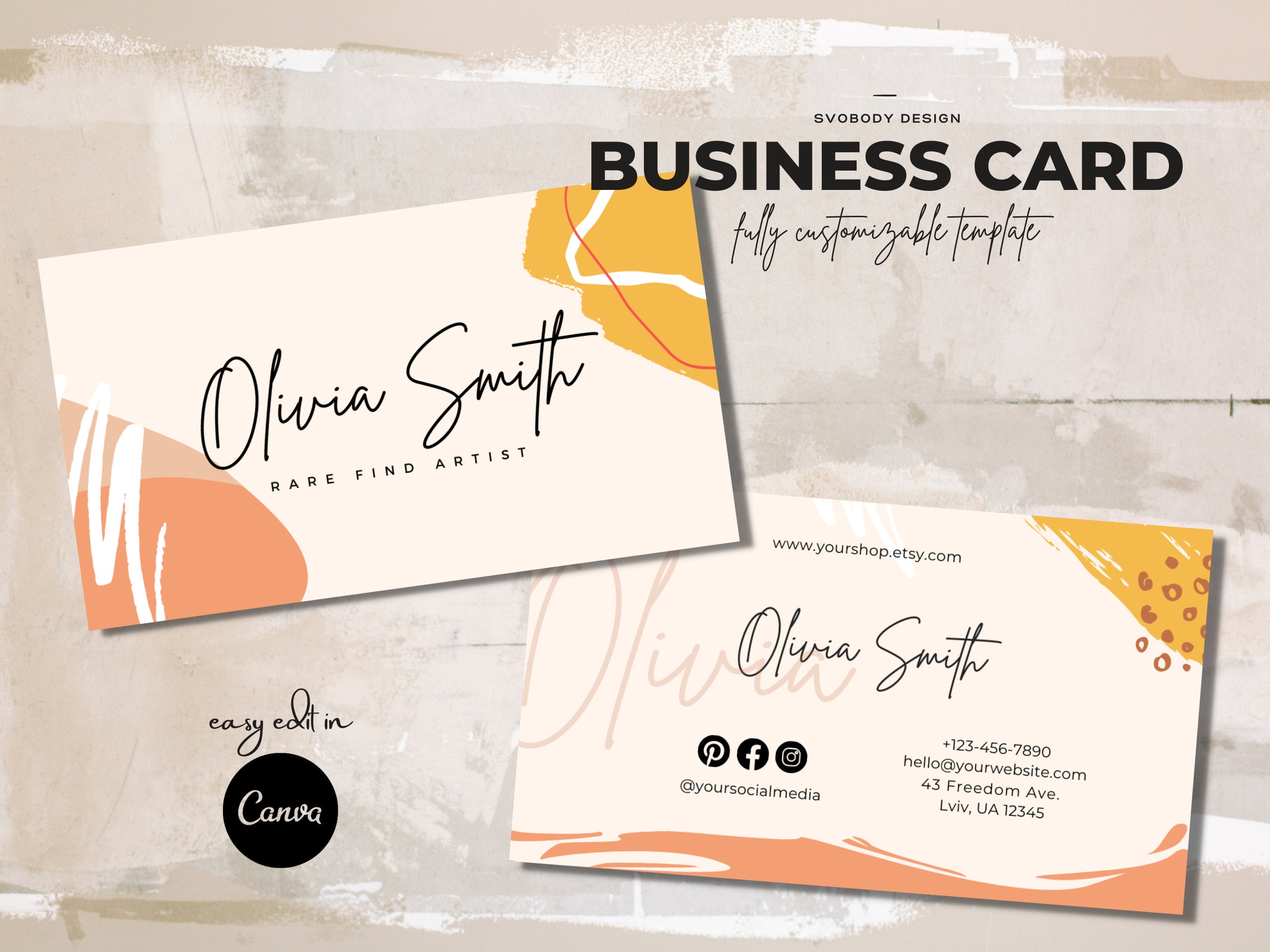 DIY Calling Card Canva DesignArts Template Business Card Affordable ...