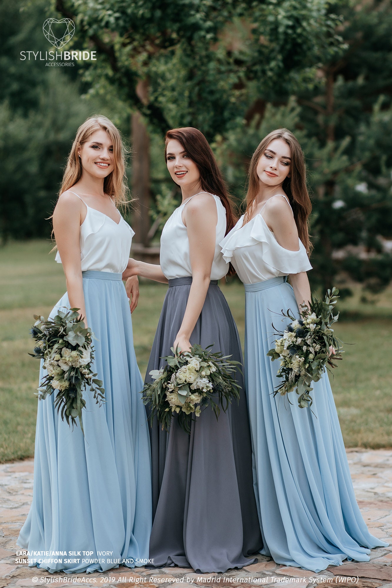 Powder Blue Chiffon sunset Full Sun Flying A-line - Etsy