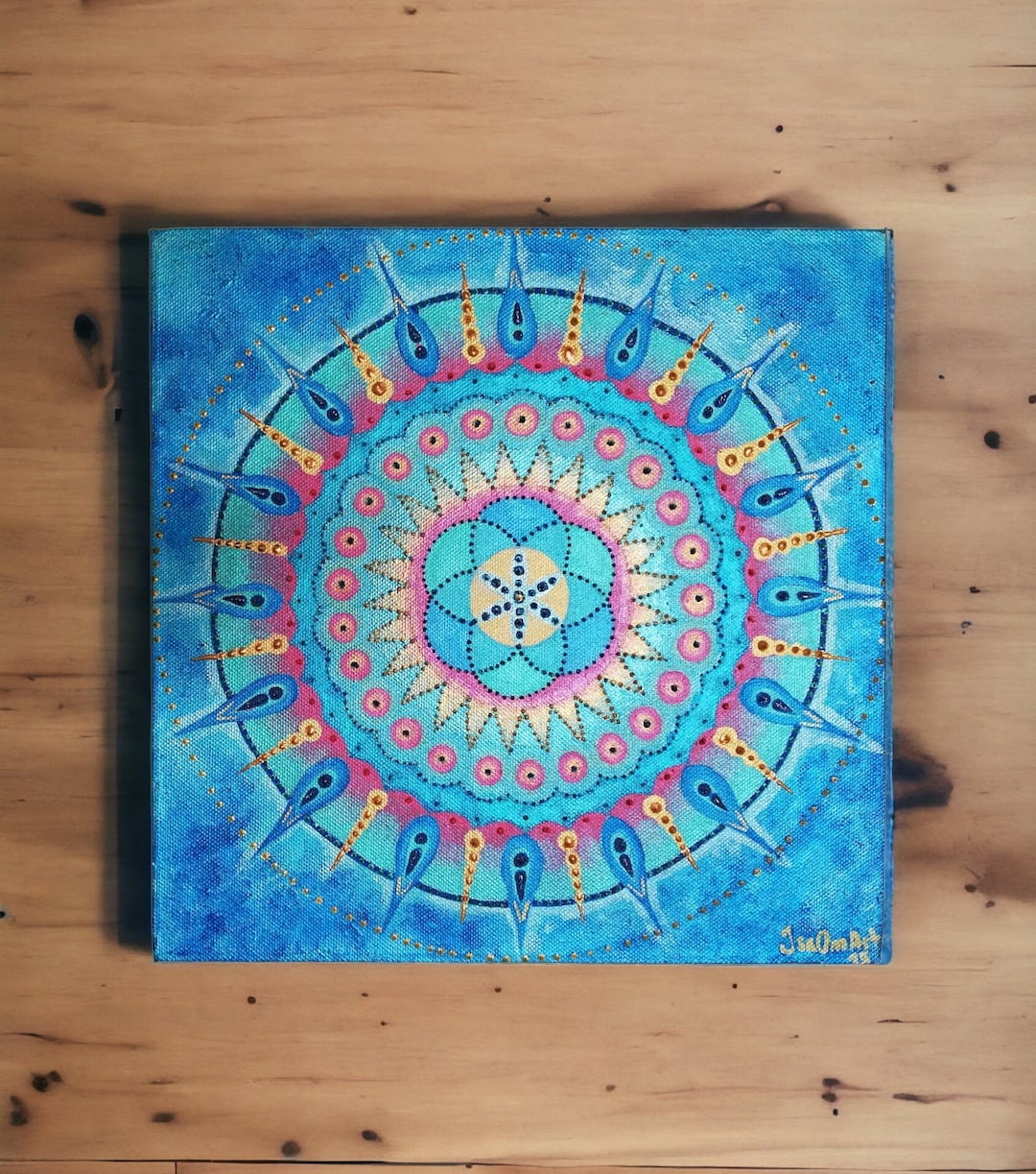Rainbow Mandala, Handmade, Mandala Art, Canvas Mandala Painting ...