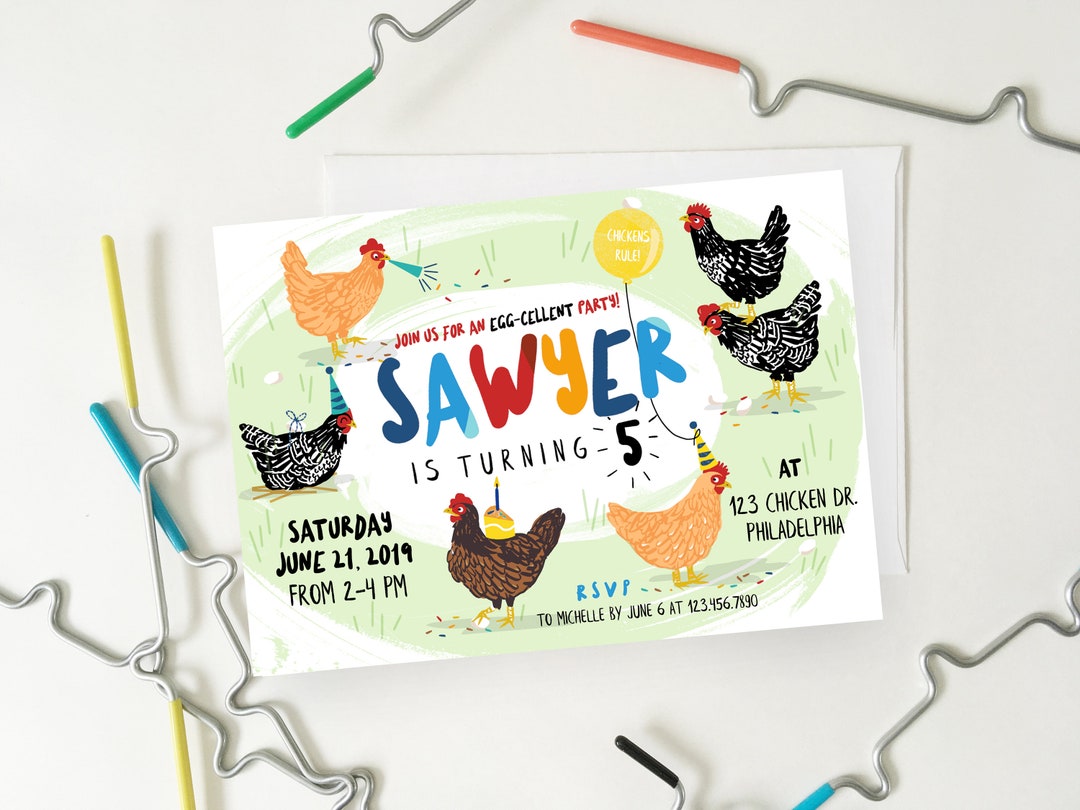Chicken Birthday Party, Chicken Birthday Invitation, Farm Birthday ...