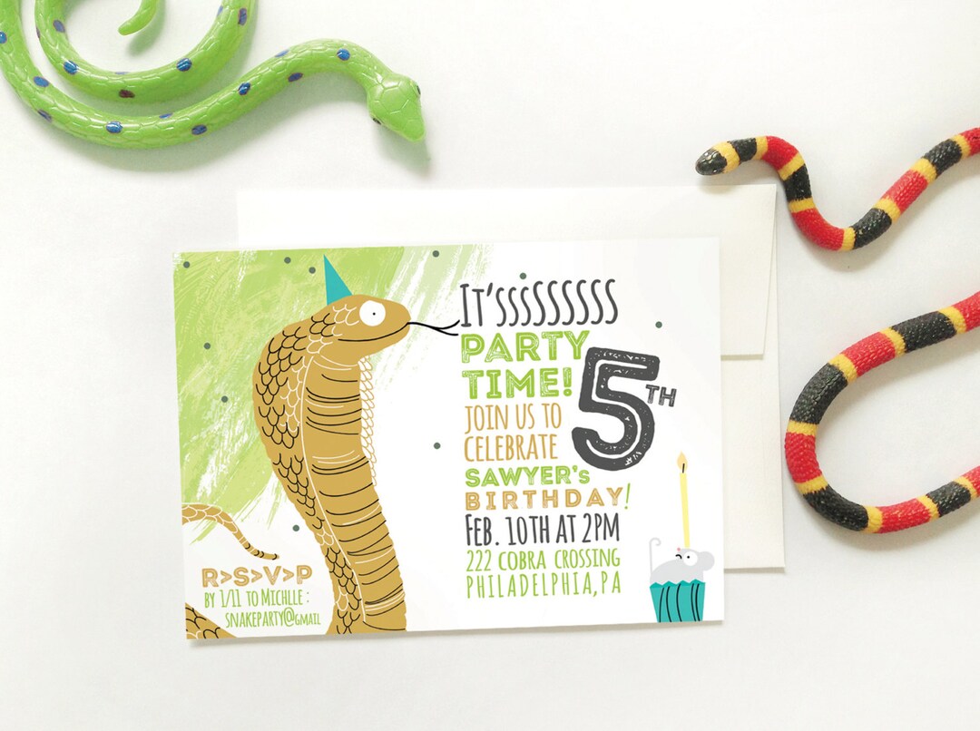 Snake Party Invitation, Printable DIY Invitation, Cobra Birthday Party ...
