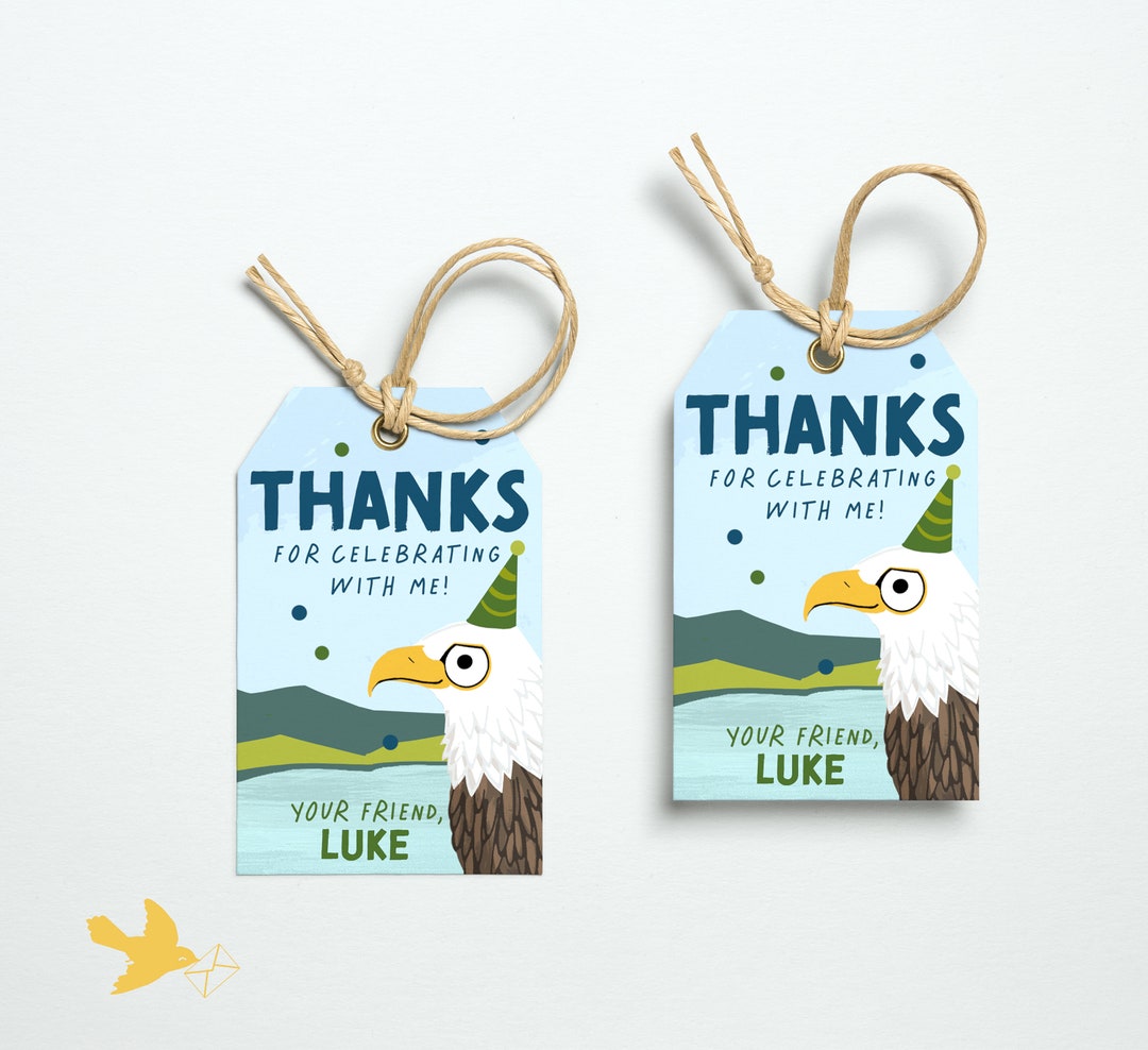 Digital Eagle Party Favor Tag, Printable DIY Favor Tag Eagle, Happy ...