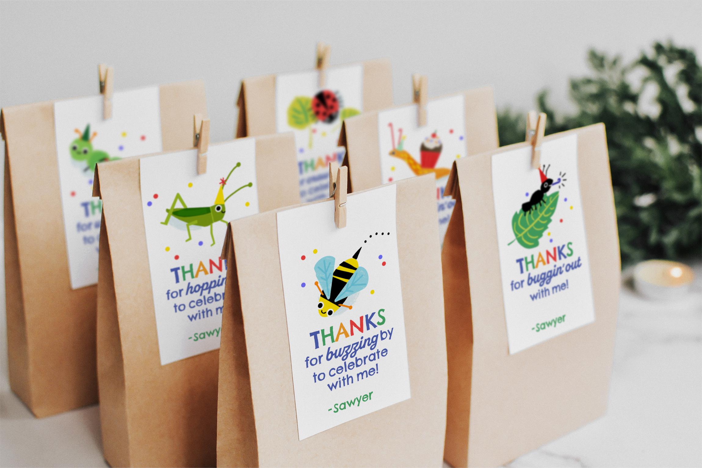 Printable Bug Party Favor Tags: Custom Insect Birthday (digital File ...