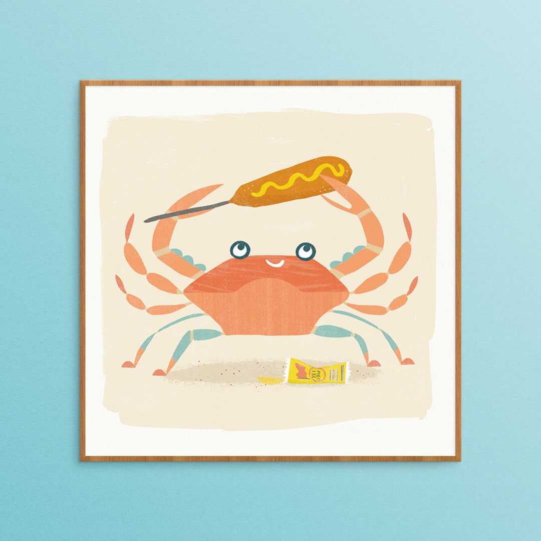 Crab Digital Wall Art Print, Playroom Art, Beachy Kids Room Art ...