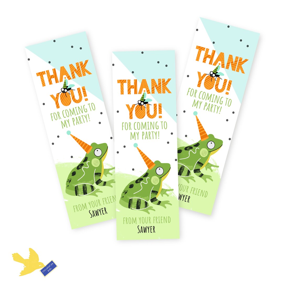 Frog Party Favor Tag, Frog Bookmark, Frog Birthday Party Bookmark, Frog ...