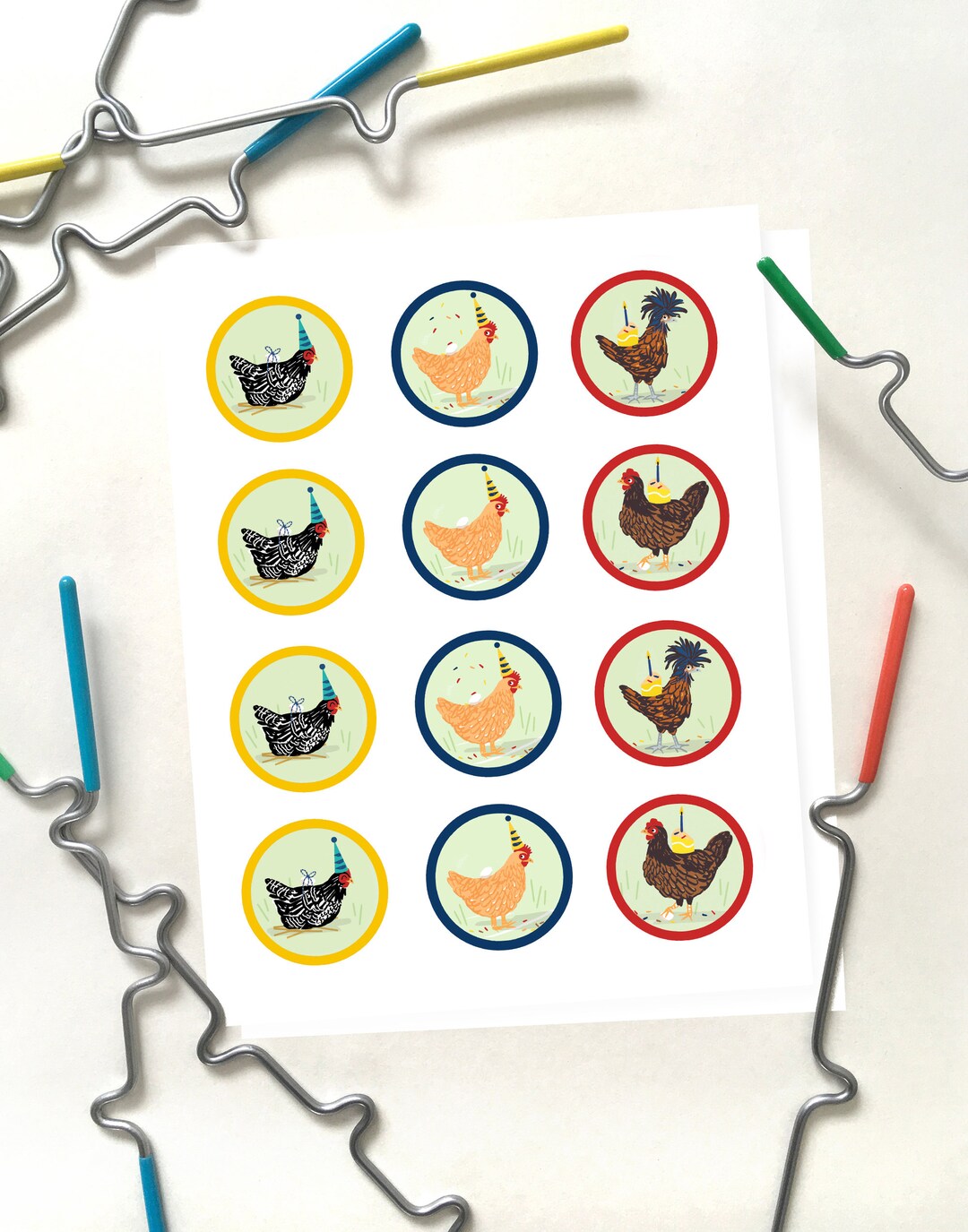 Chicken Birthday Party Cupcake Toppers, Farm Birthday Cupcake Toppers ...