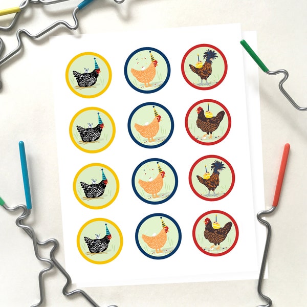 Printable Chicken Cupcake Toppers - Etsy