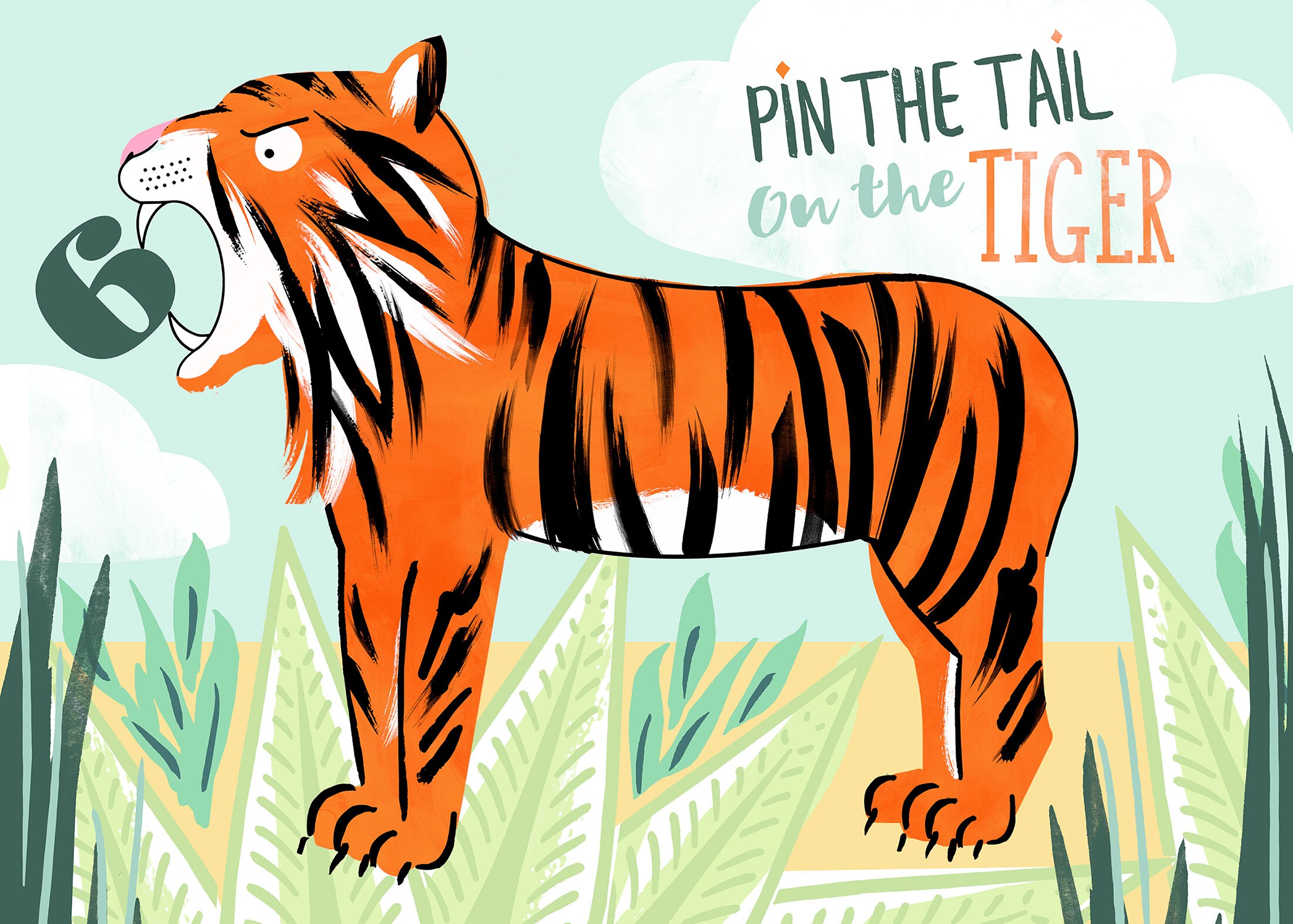 Digital Tiger Party Game Printable Pin the Tail on the Tiger - Etsy Canada